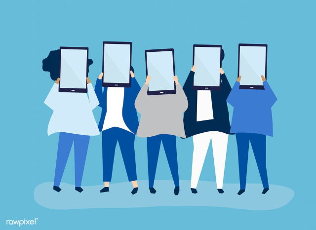 Free: Character illustration of people holding digi.. | Free stock ...