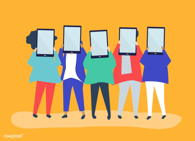 Free: Character illustration of people holding digi.. | Free stock ...