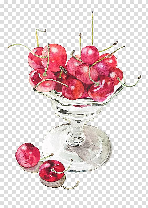 Free: Cherries illustration, Paper Watercolor painting Drawing, Cherry ...