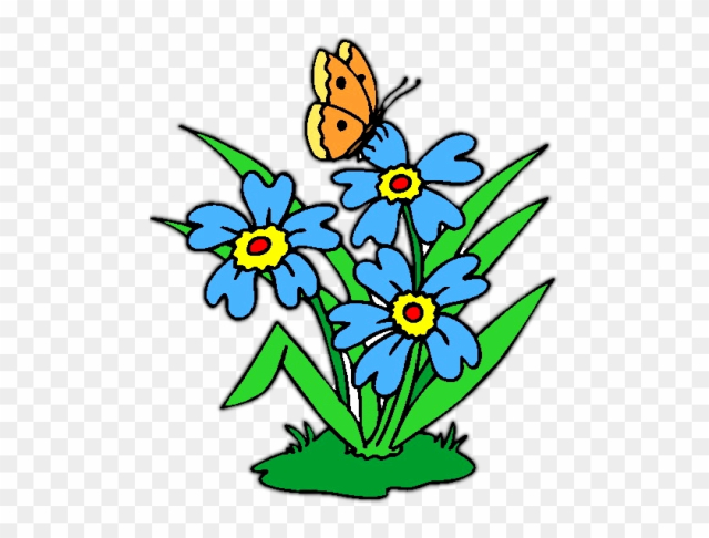Free: Clipart Flowers And Butterfly - Flowers Clip Art - nohat.cc