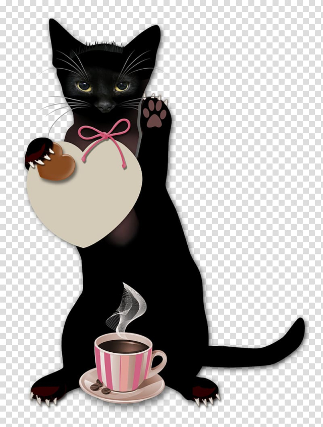 Free: Coffee Cafe Blingee, Witch Cat transparent background PNG clipart ...