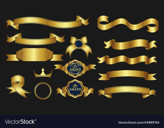 Free: collection of gold ribbon design elements - nohat.cc