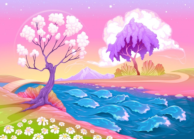 Free: Colorful cartoon landscape - nohat.cc