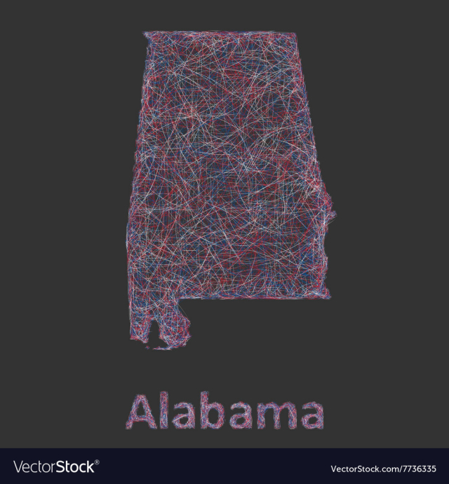Free: Colorful line art map of Alabama state vector image - nohat.cc