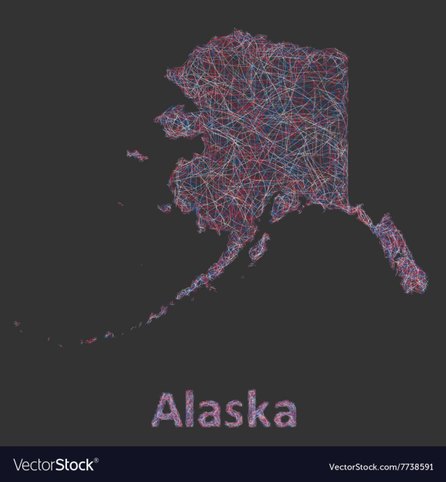 Free: Colorful line art map of Alaska state vector image - nohat.cc