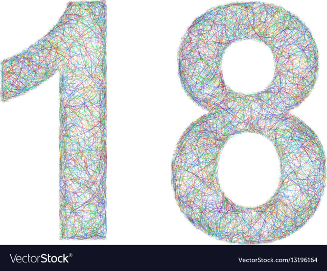 Free: Colorful sketch anniversary design - number 18 vector image ...