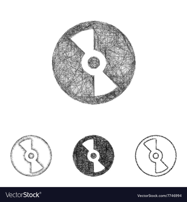 Free: Compact disc icon set - sketch line art vector image - nohat.cc