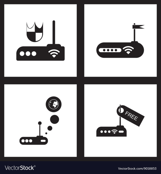 Free: Concept flat icons in black and white Wi fi modem vector image ...