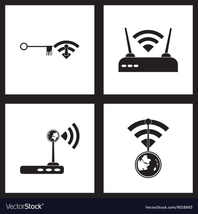 Free: Concept flat icons in black and white Wi fi modem vector image ...