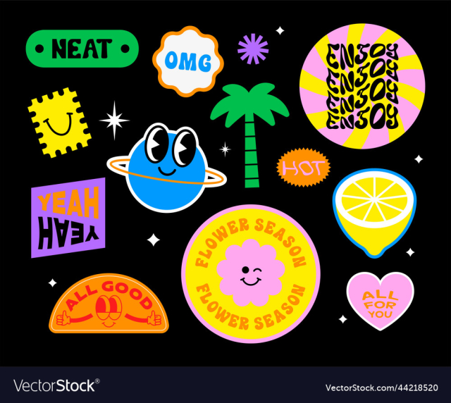 Free: cool trendy retro stickers label patches - nohat.cc