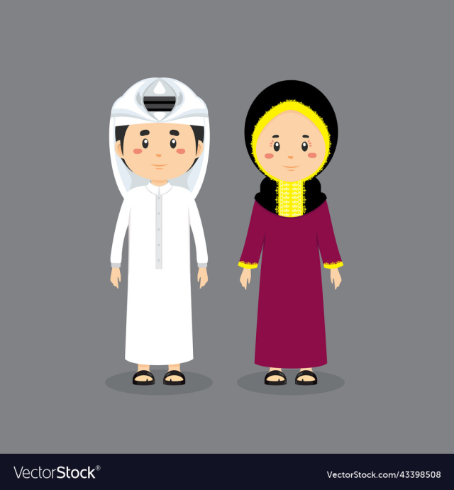 Free: couple character qatar wearing traditional dress - nohat.cc