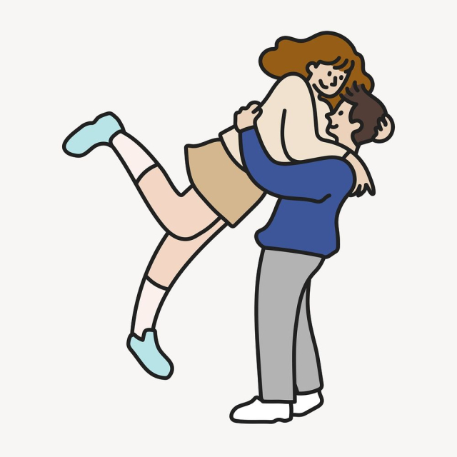 Free: Couple jumping hug sticker, love | Free PSD Illustration ...
