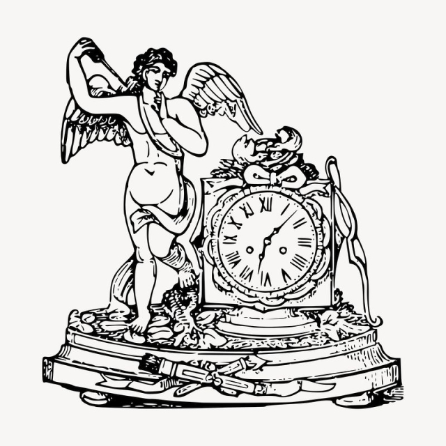 Free: Cupid clock drawing, vintage illustration | Free Vector ...