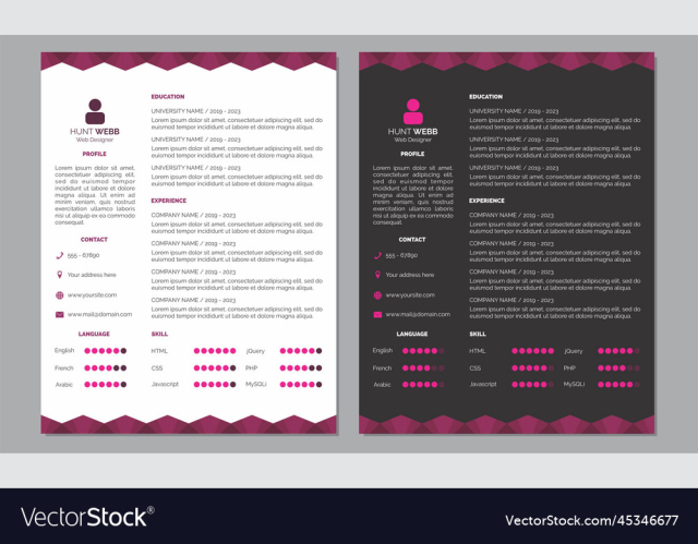 Free: curriculum vitae resume template pink dark color - nohat.cc