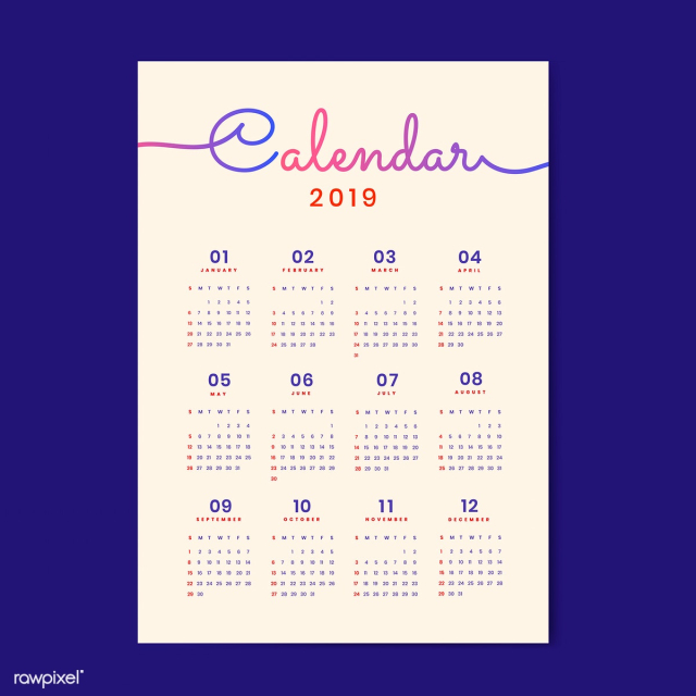 Free: Cursive design calendar mockup | Free stock vector - 554974 ...