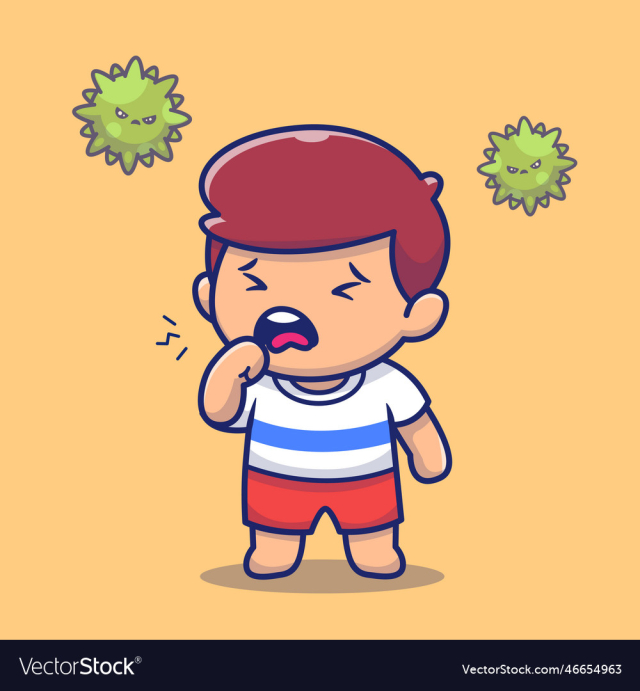Free: cute boy with fever and flu cartoon - nohat.cc
