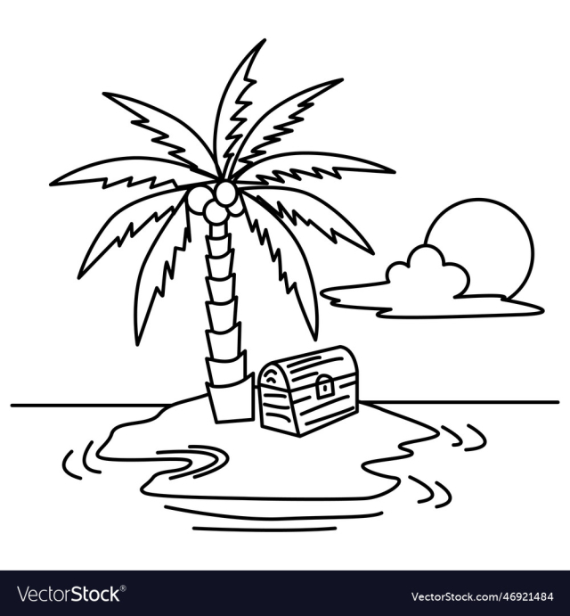 Free: cute coconut tree cartoon coloring page - nohat.cc