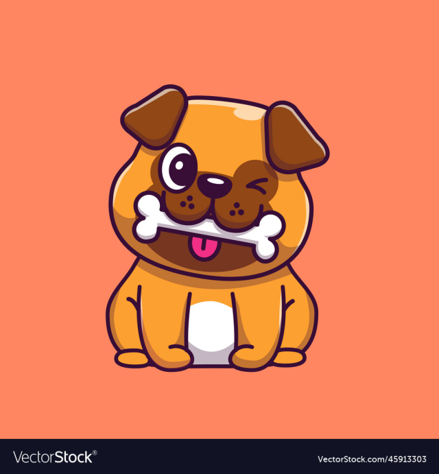 Free: cute dog bite bone cartoon - nohat.cc