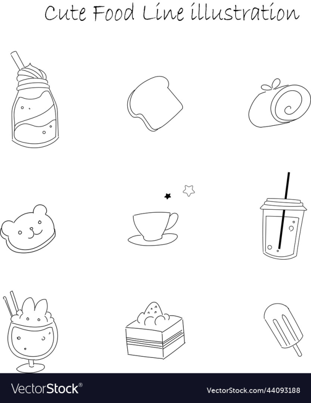 Free: cute food line art set - nohat.cc