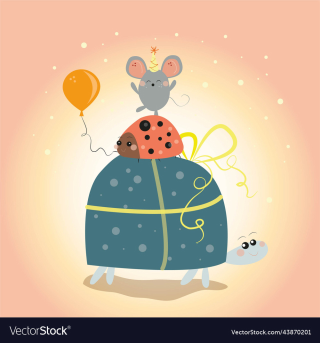 Free: cute greeting card turtle ladybug and mouse - nohat.cc