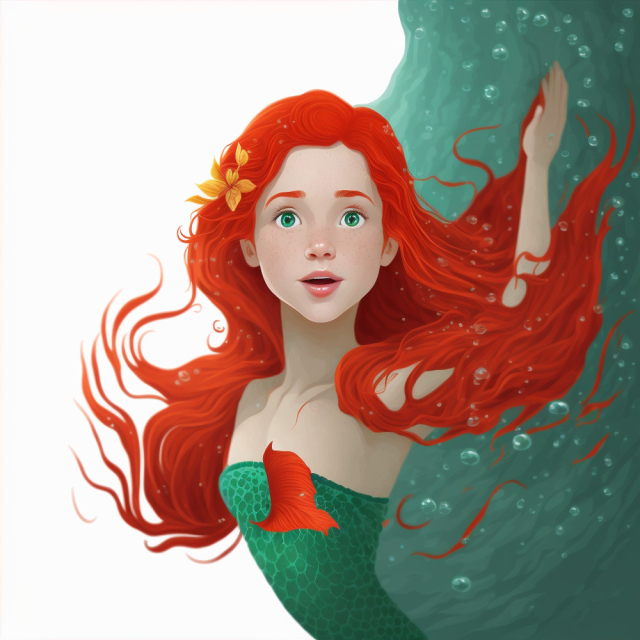 Free: Cute red-haired mermaid girl - nohat.cc