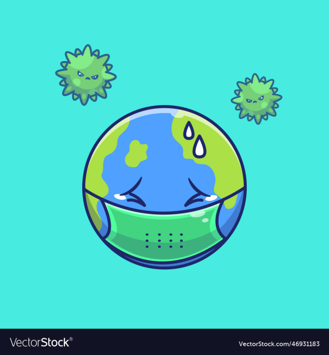 Free: cute world wearing mask crying with virus cartoon - nohat.cc