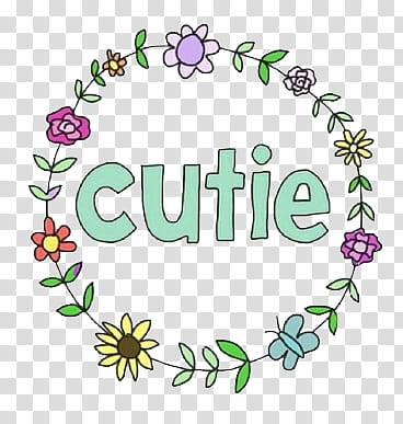 Free: , cutie text illustration with round floral frame transparent ...