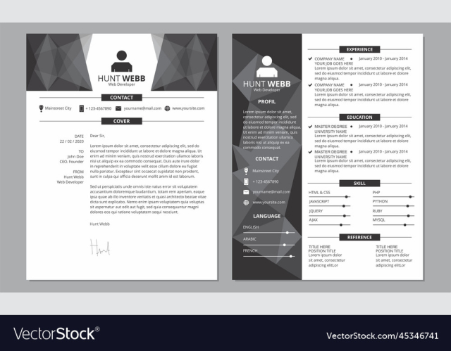 Free: cv resume template black and white grey sidebar - nohat.cc