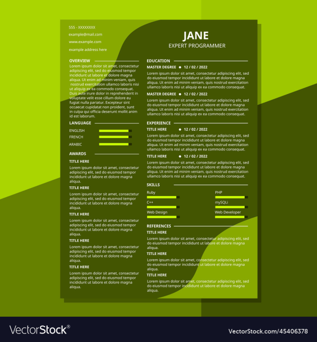 Free: cv resume template pro green dark - nohat.cc