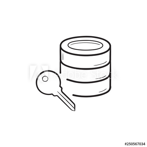 Free: Database with key hand drawn outline doodle icon - nohat.cc