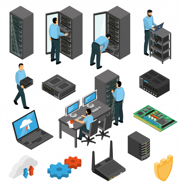 Free: Datacenter equipment isometric set Free Vector - nohat.cc