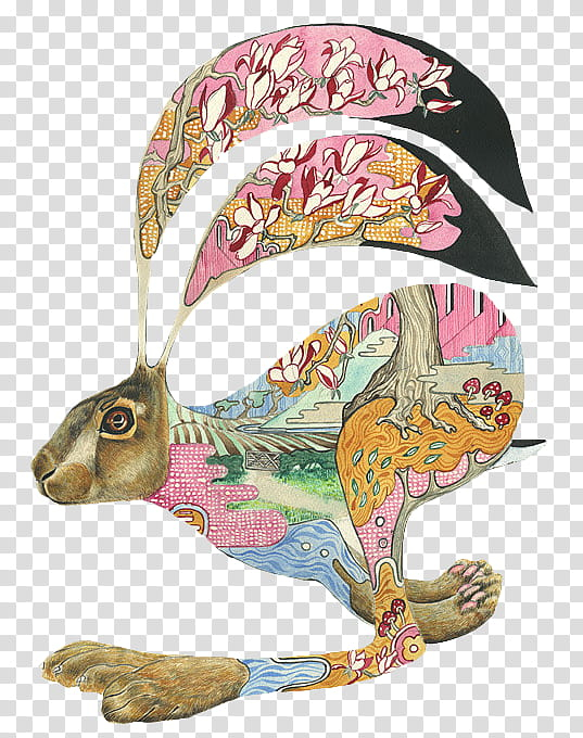 Free: Deco Animals s, pink, brown, and black rabbit abstract ...