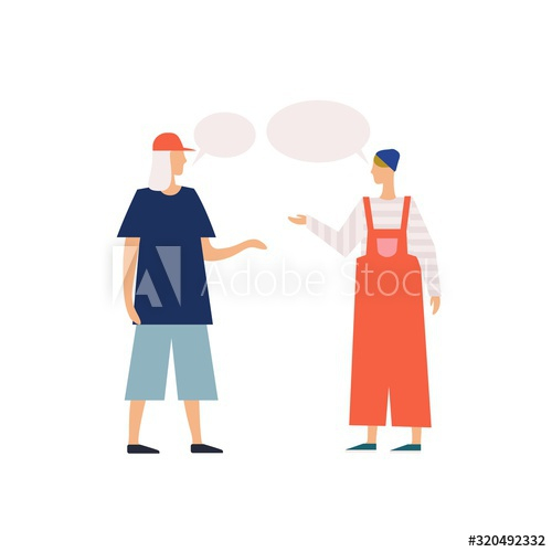 Free: Dialogue of two young modern cartoon people with speech bubbles ...