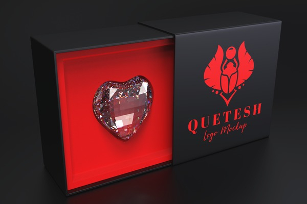 Free: Diamond Heart Box Mockup - nohat.cc