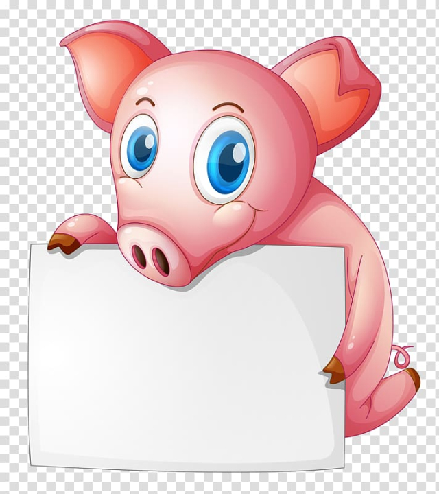 Free: Domestic pig Illustration, Take white paper Little Pig ...