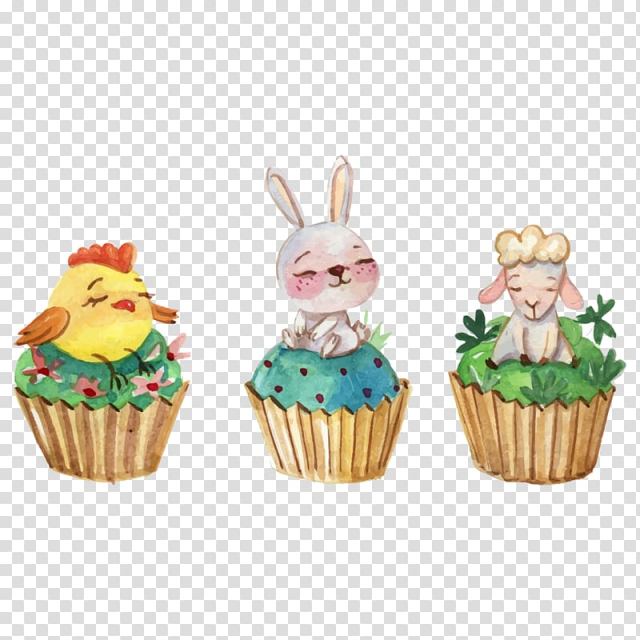 Free: Easter Bunny Easter cake Cupcake Watercolor painting, Creative ...