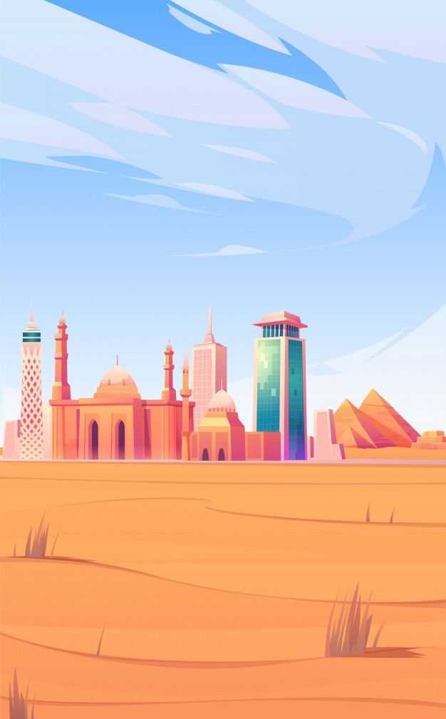 Free: Egypt landmarks, cairo city skyline mobile screen Free Vector ...