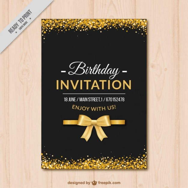 Free: Elegant birthday invitation with golden details - nohat.cc