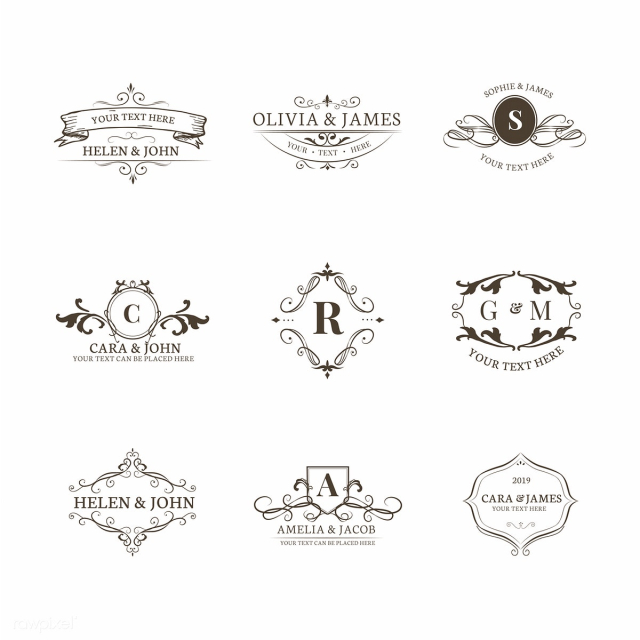 Free: Emblems with initials set | Free stock vector - 579328 - nohat.cc