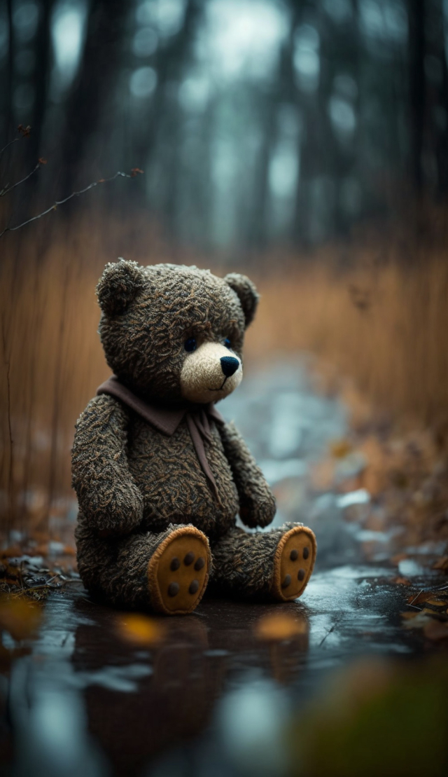 Free: Emo teddy bear lost in a forest in the rain - nohat.cc