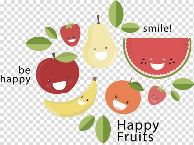 Free: Euclidean Fruit Food Illustration, painted smiley fruit ...