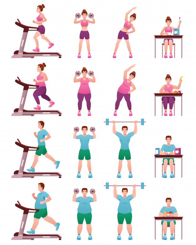 Free: Fat slim fitness people icon set Free Vector - nohat.cc