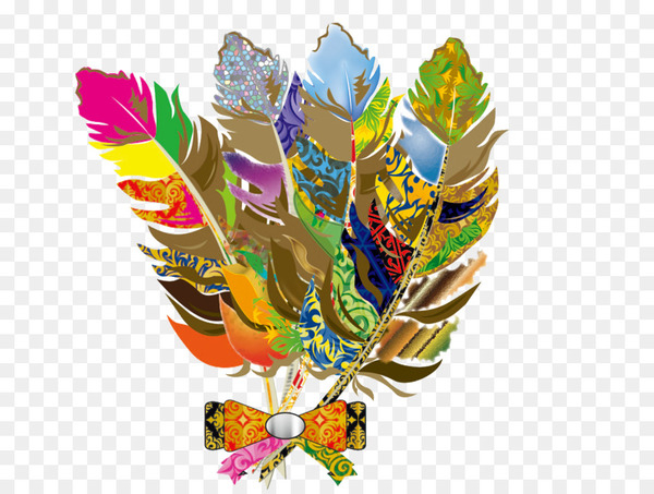 Free: Feather Hand fan - Color feather fan - nohat.cc