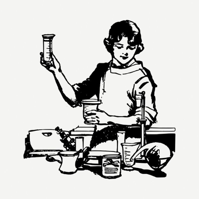 Free: Female chemist drawing, vintage illustration | Free PSD ...