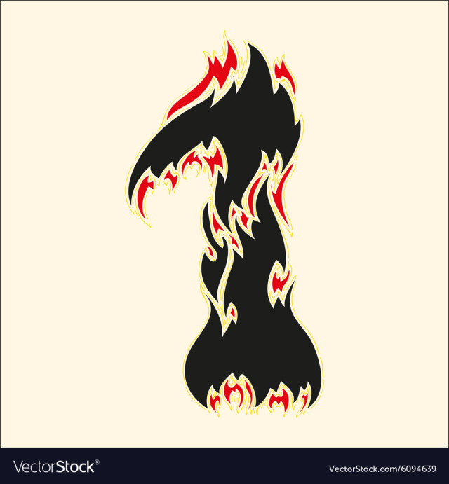 Free: Fiery font number 1 on white vector image - nohat.cc