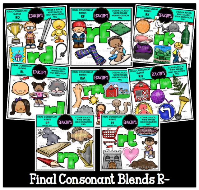 Free: Final Consonant Blends R- Clip Art Bundle (Color and B&W ...
