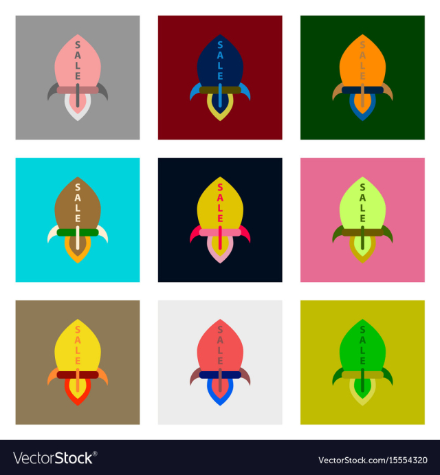 Free: Flat assembly icons of sale rocket vector image - nohat.cc