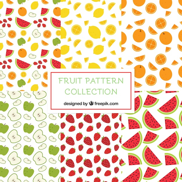 Free: Flat assortment of six decorative fruit patterns - nohat.cc