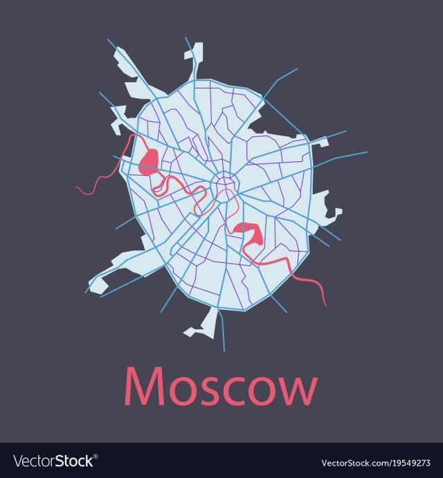 Free: Flat color map of moscow all objects are located vector image ...
