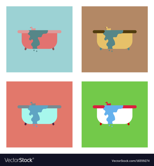 Free: Flat icon design collection overflowing bathtub vector image ...